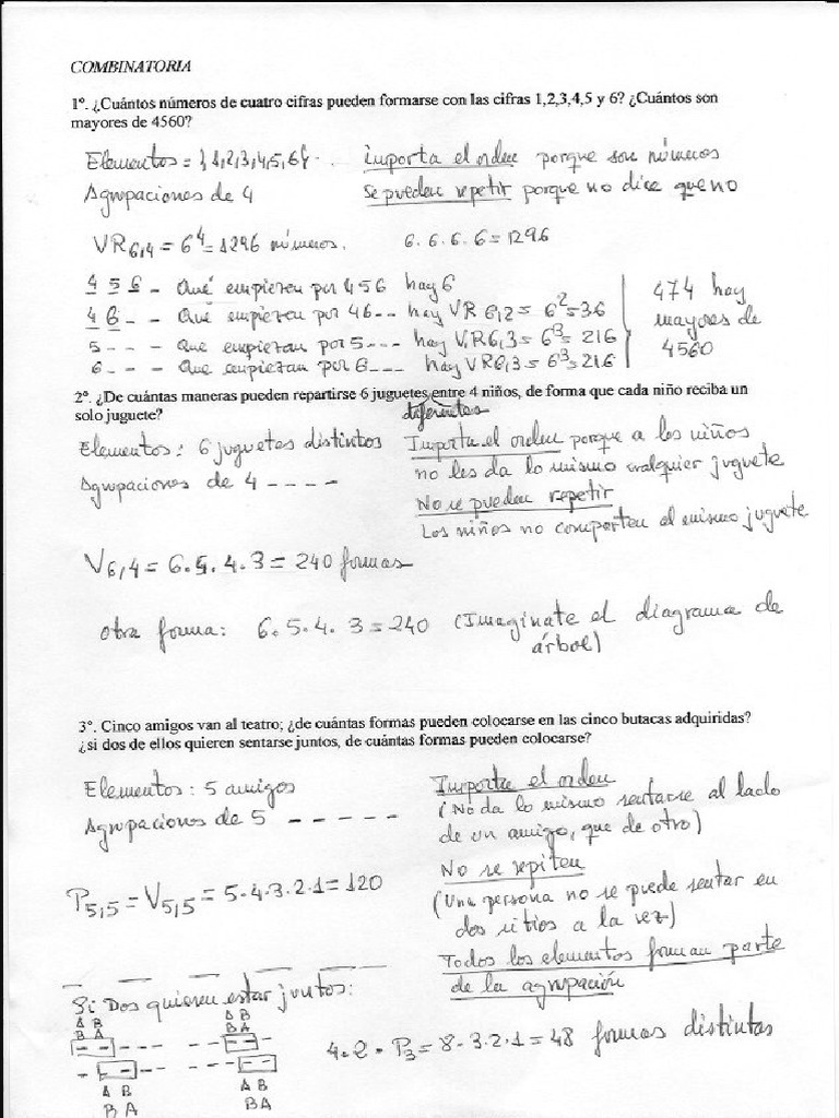 Ejercicios Resueltos Combinatoria | PDF