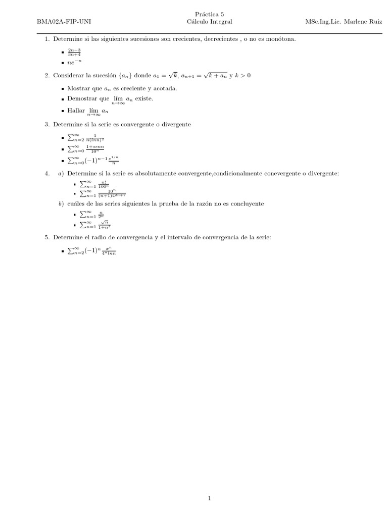 Cálculo Integral Pc5 20-2 | PDF