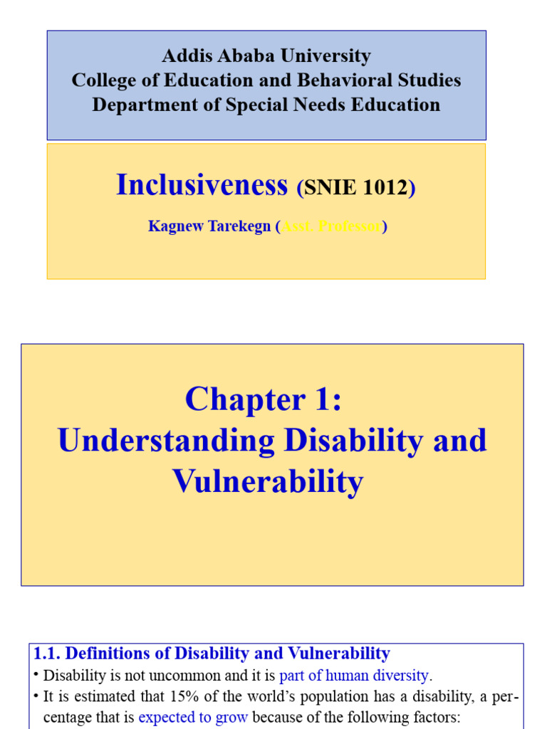 1.chapter 1 - UnderstandingDisability | PDF | Disability | Vulnerability