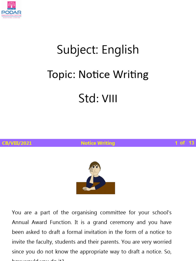 Cb Viii Eng Notice Writing Pdf Human Communication Linguistics