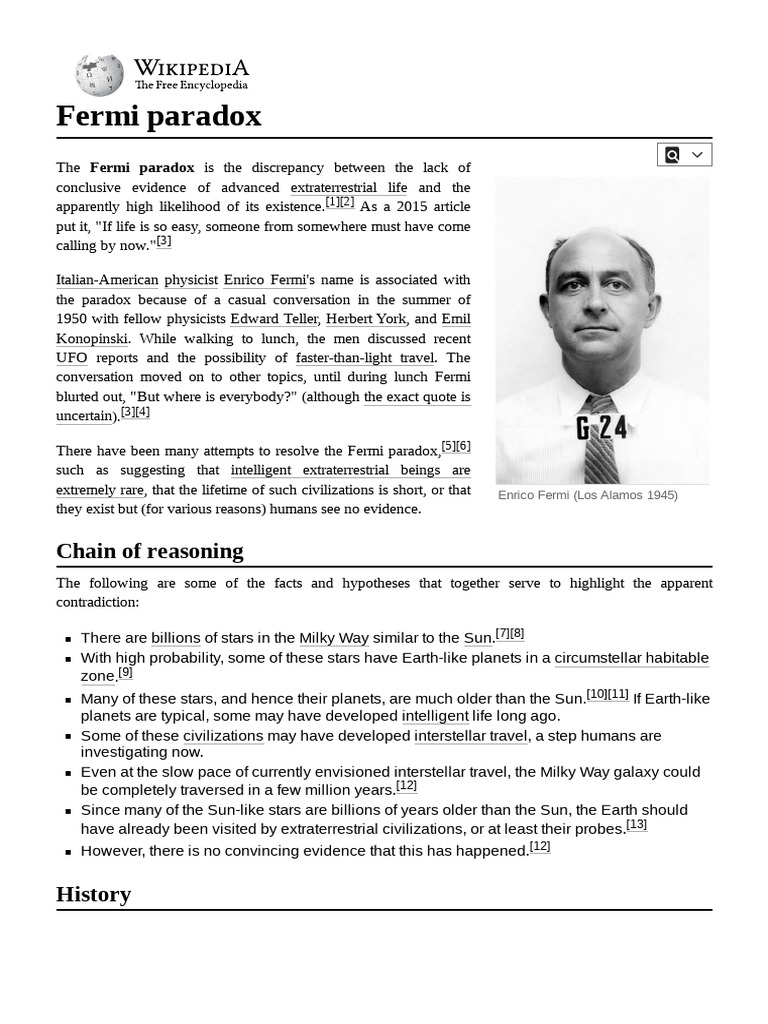 Fermi Paradox | PDF | Extraterrestrial Life | Search For ...