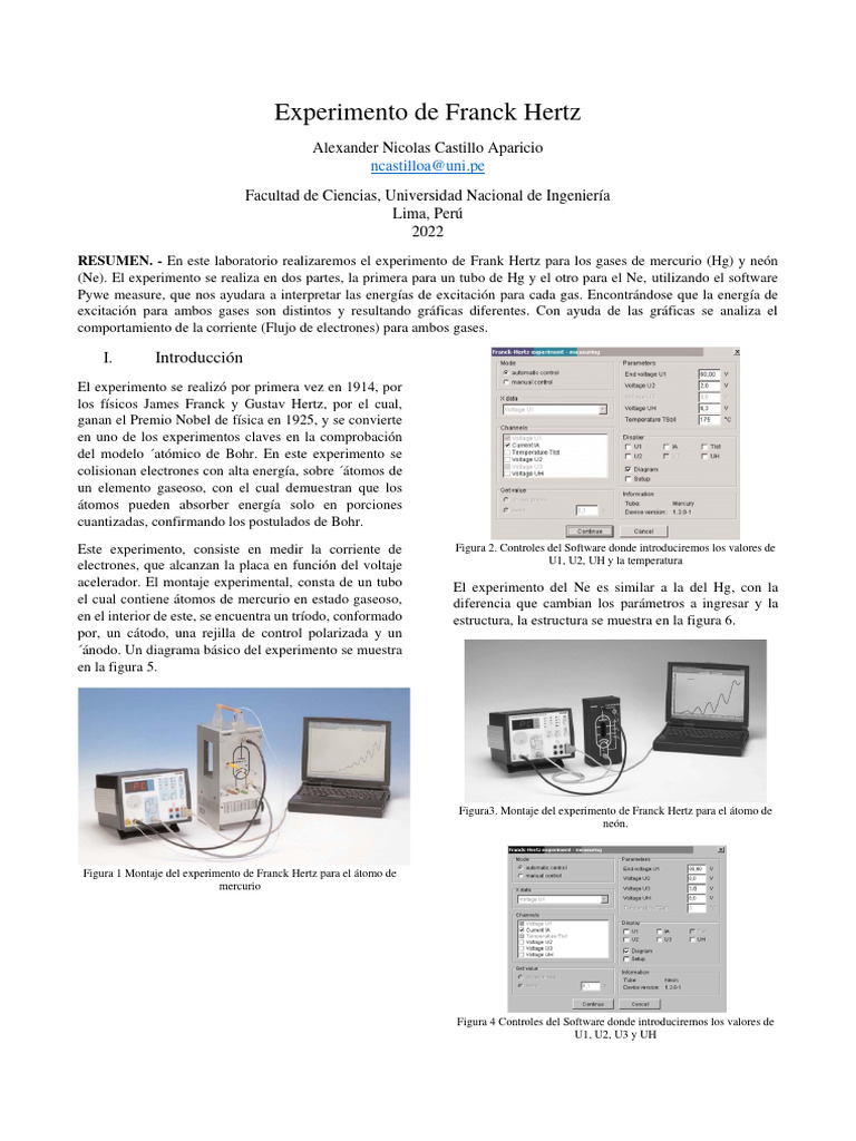 Experimento de Franck-Hertz con Hg y Ne | PDF | Física | Metrología