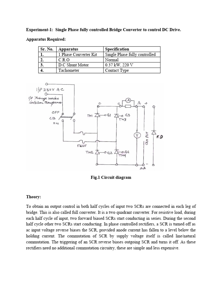 Single Phase (Full Converter) Drive | PDF | Rectifier | Power (Physics)