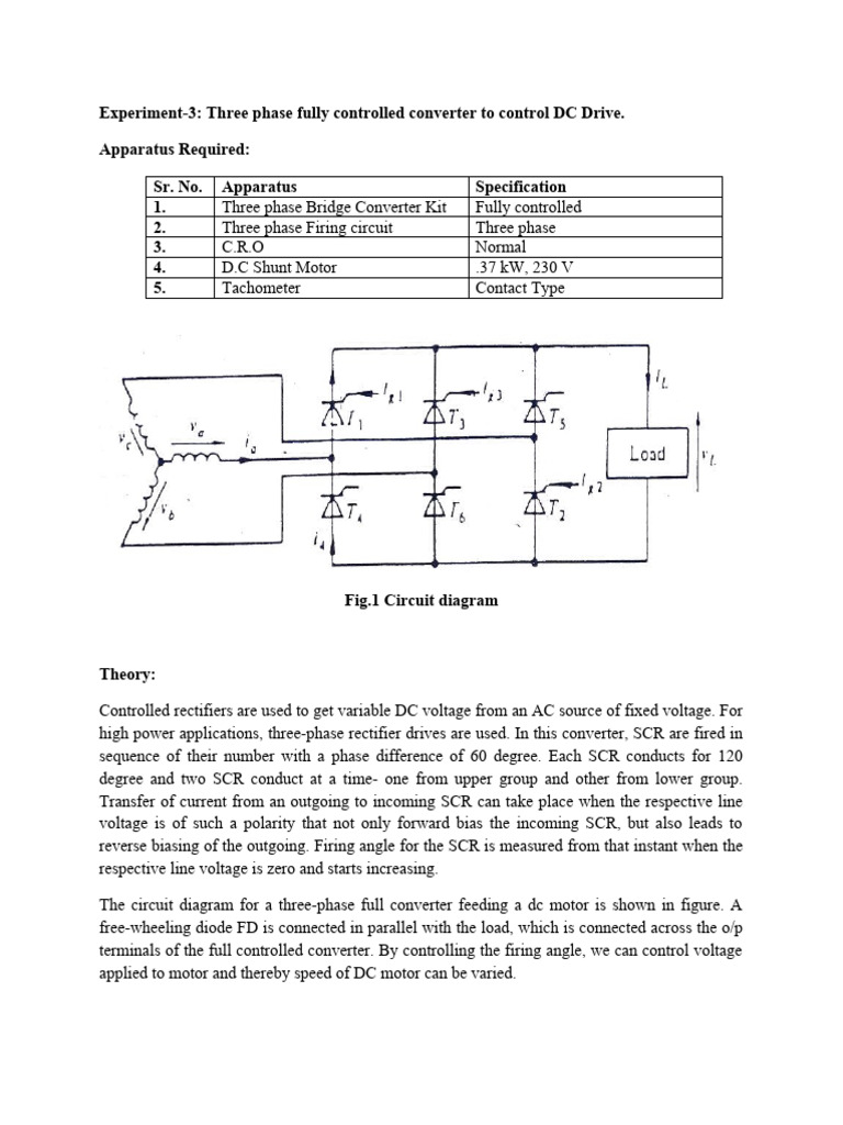 Three-Phase Converter for DC Motor Control | PDF | Rectifier | Electric ...