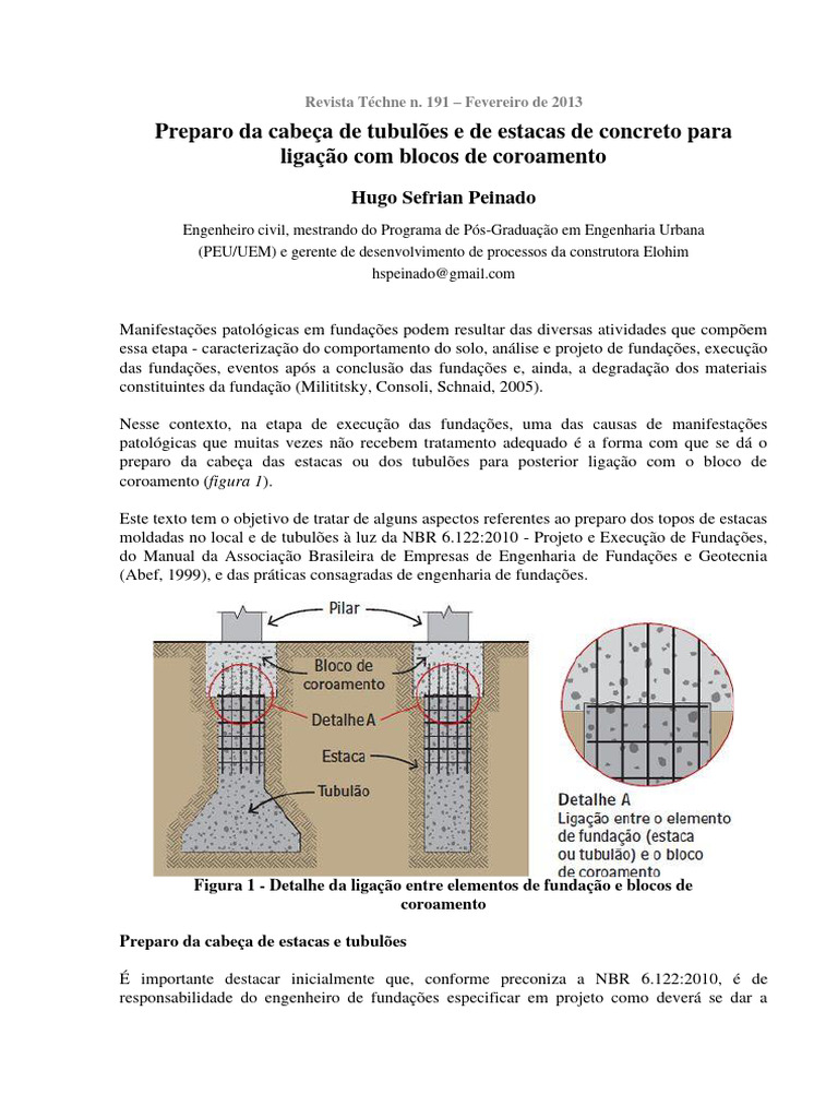 Preparo de Cabeça de Tubulões e Estacas | PDF | Engenharia | Concreto