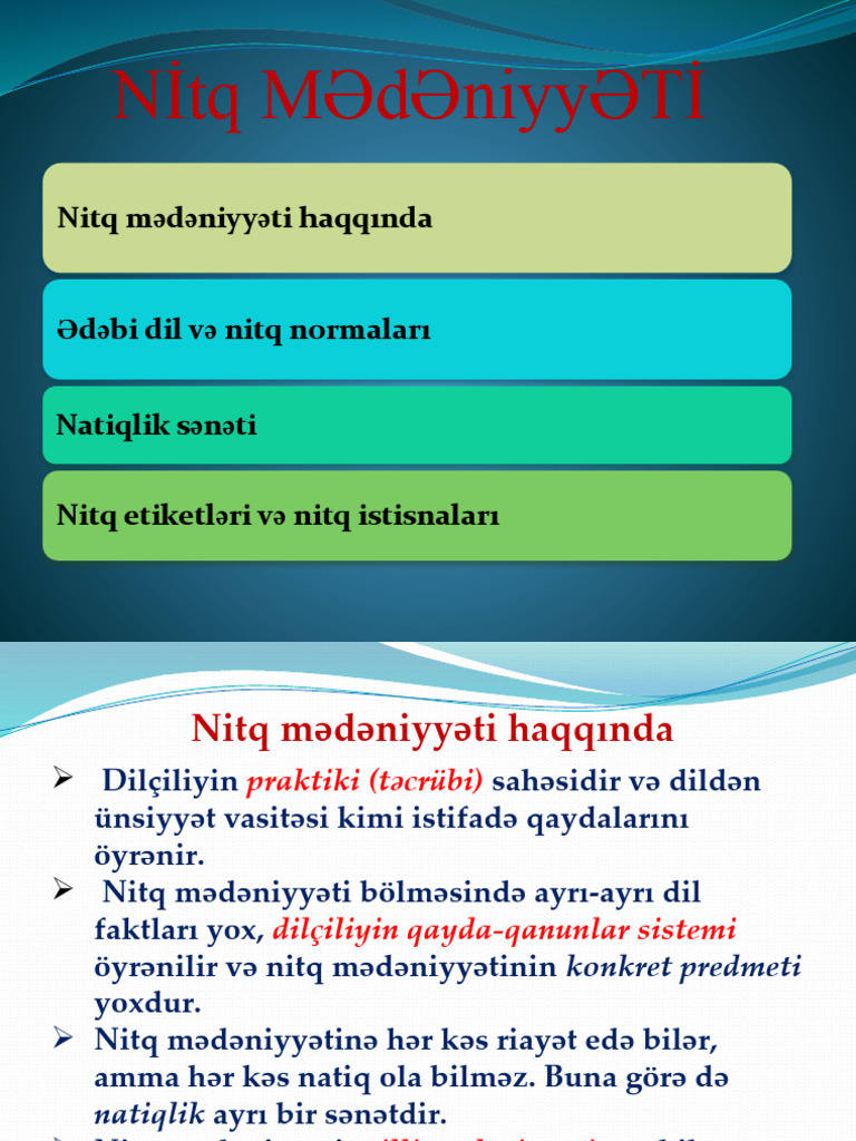 Nitq Medeniyyeti. | PDF