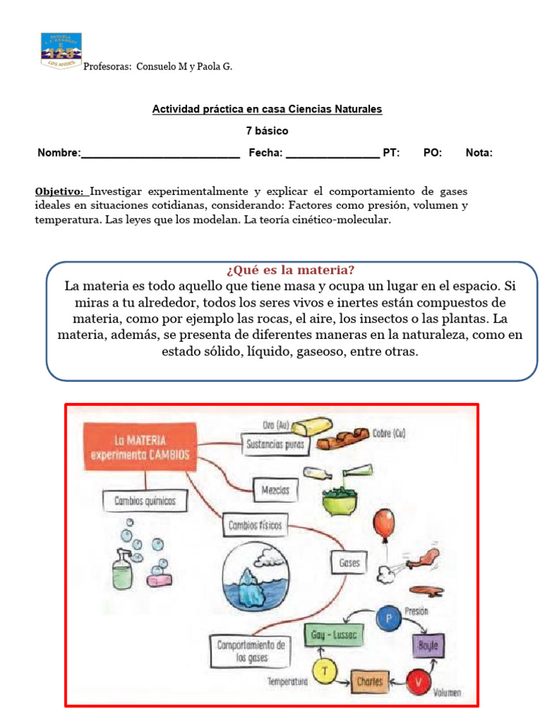 Guía de Ciencias, Séptimo Básico | PDF | Gases | Presión