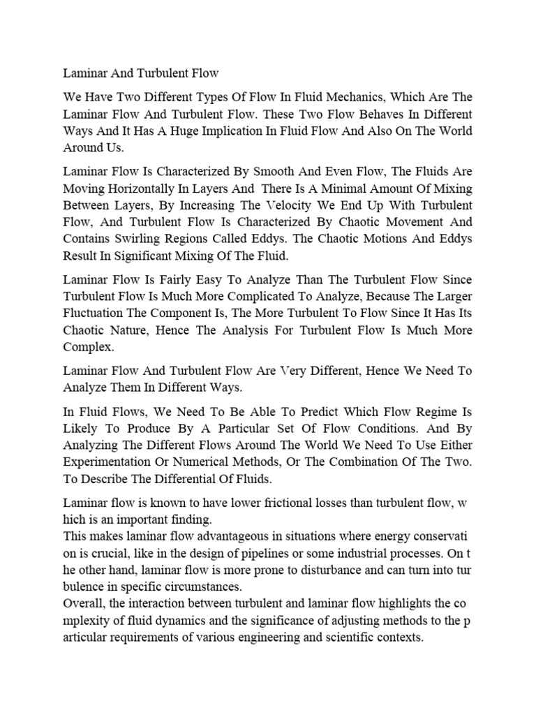 LAMINAR AND TURBULENT FLOW Edit | PDF | Viscosity | Fluid Dynamics