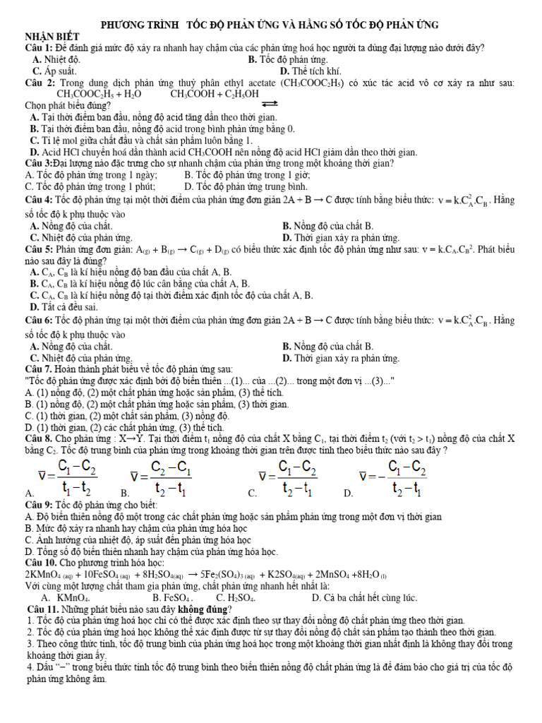 Đề Cương Lớp 10 hk2 | PDF