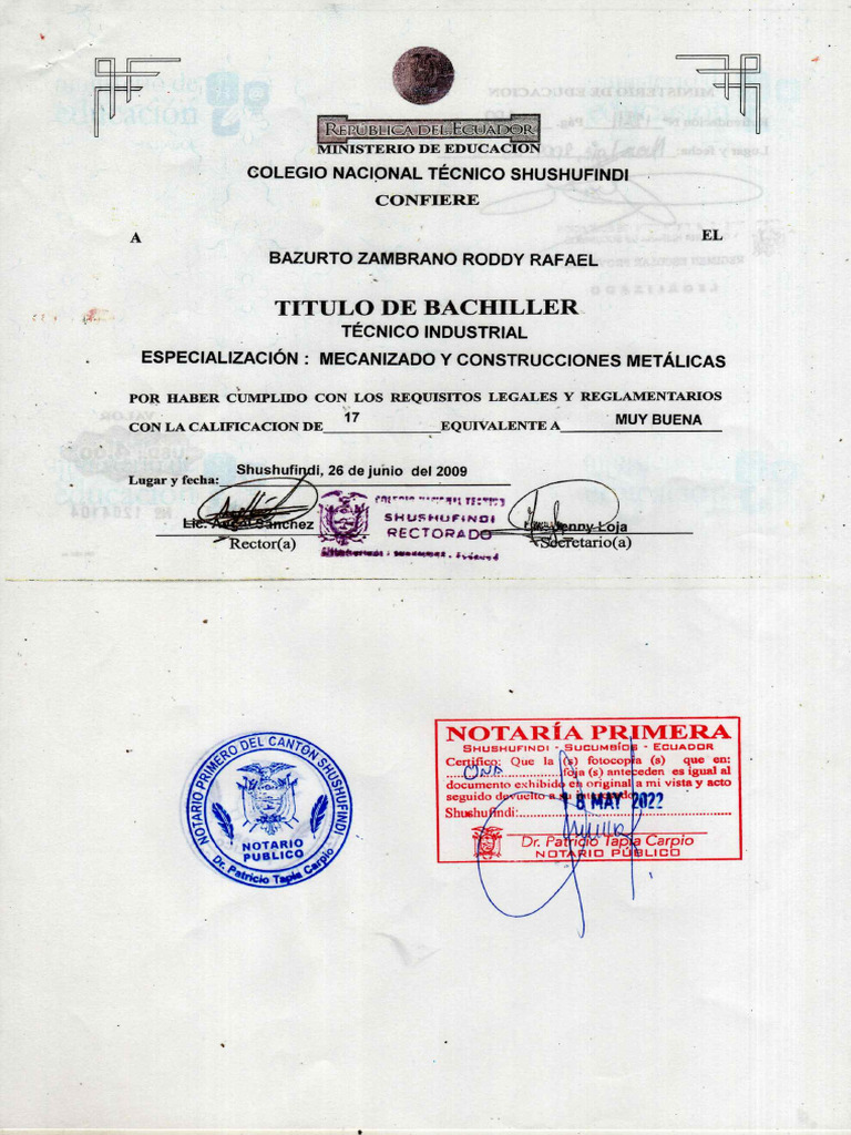 Titulo de Bachiller | PDF