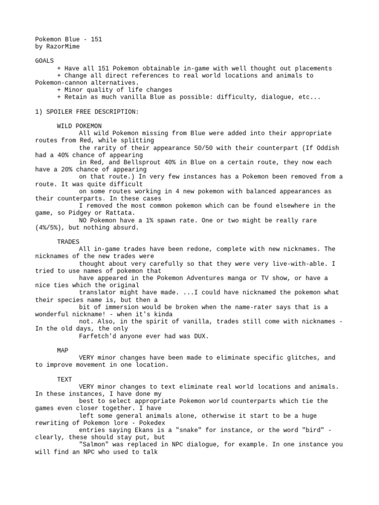 Pokemon Blue - 151 - Guide | PDF | Pokémon