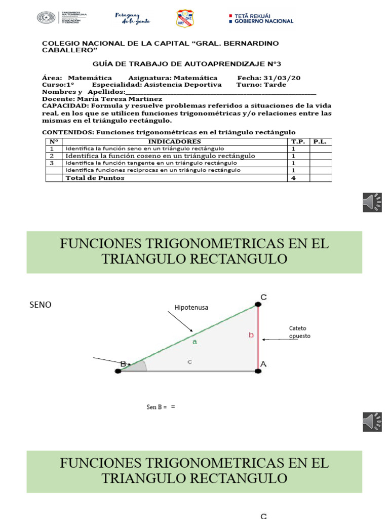 1° AT CNC | PDF | Funciones trigonométricas | Triángulo