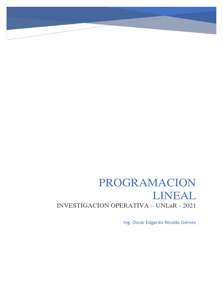 Programacion Lineal 2021 | PDF | Matriz (Matemáticas) | Programación lineal