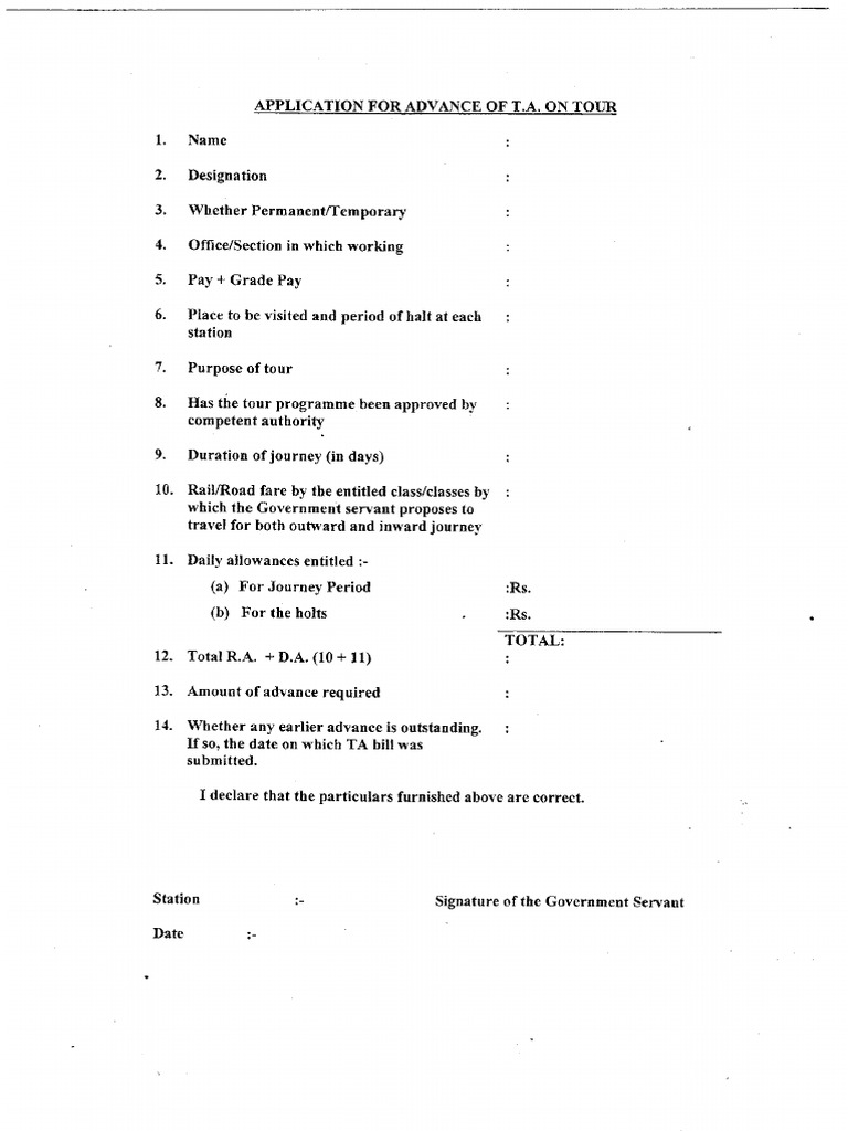 TA Advance Form | PDF