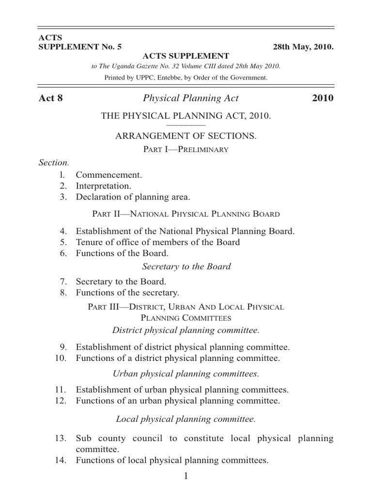 Physical Planning Act, 2010 | PDF | Committee | Building