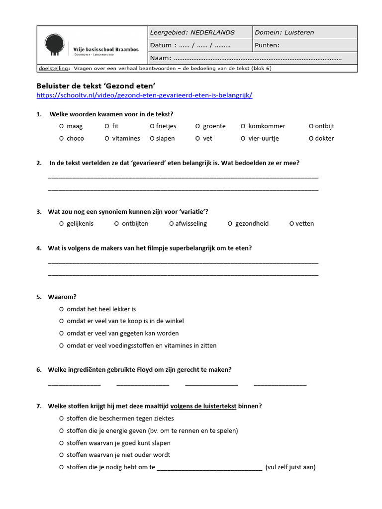 Toets Luisteren 1 | PDF