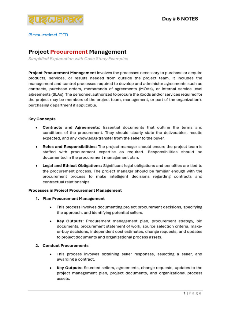 Project Procurement Management Guide | PDF | Procurement | Business