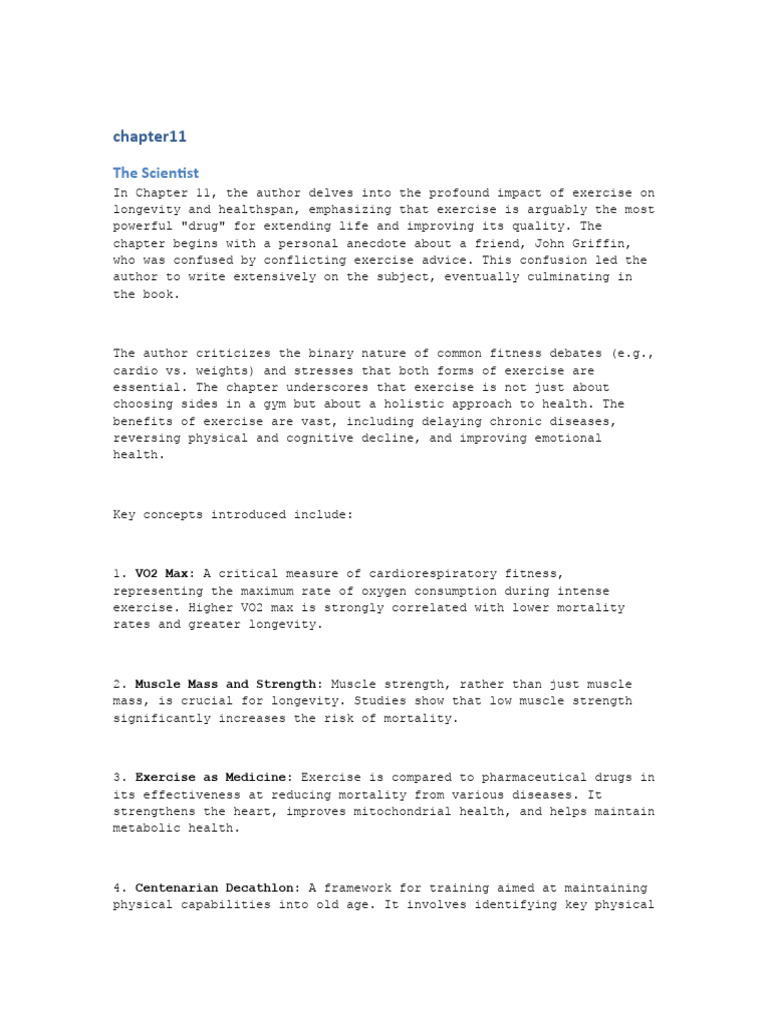 Chapter11 Summary of Outlive by Attia | PDF | Physical Fitness ...