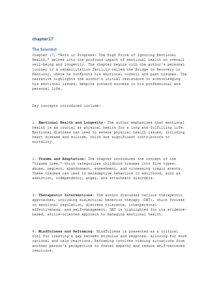 Chapter17 Summary of Outlive by Attia | PDF | Dialectical Behavior Therapy | Psychological Trauma
