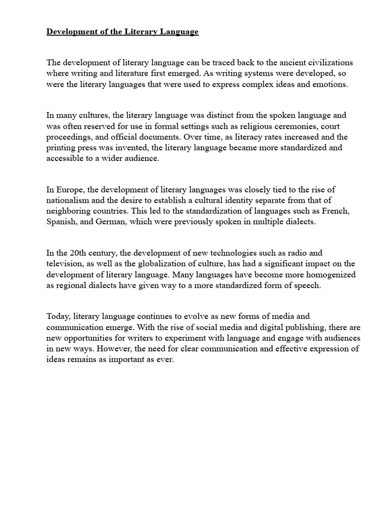 Evolution of Literary Language | PDF | Classics