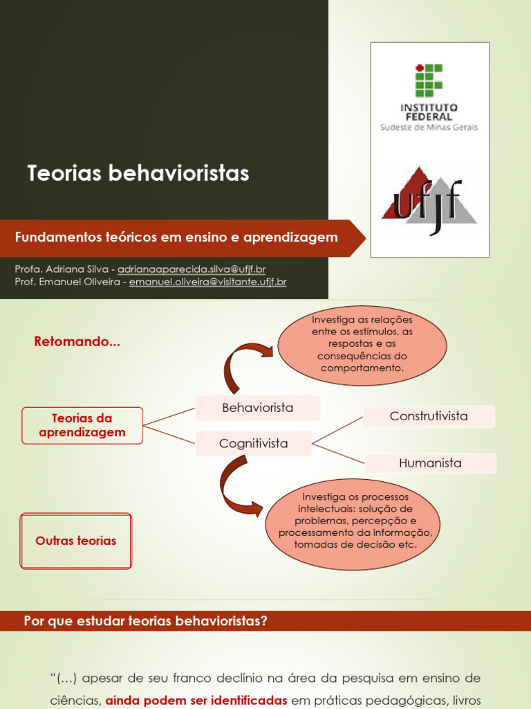 Teorias Behavioristas_28ago23 FTE | Download grátis PDF | Behaviorismo ...