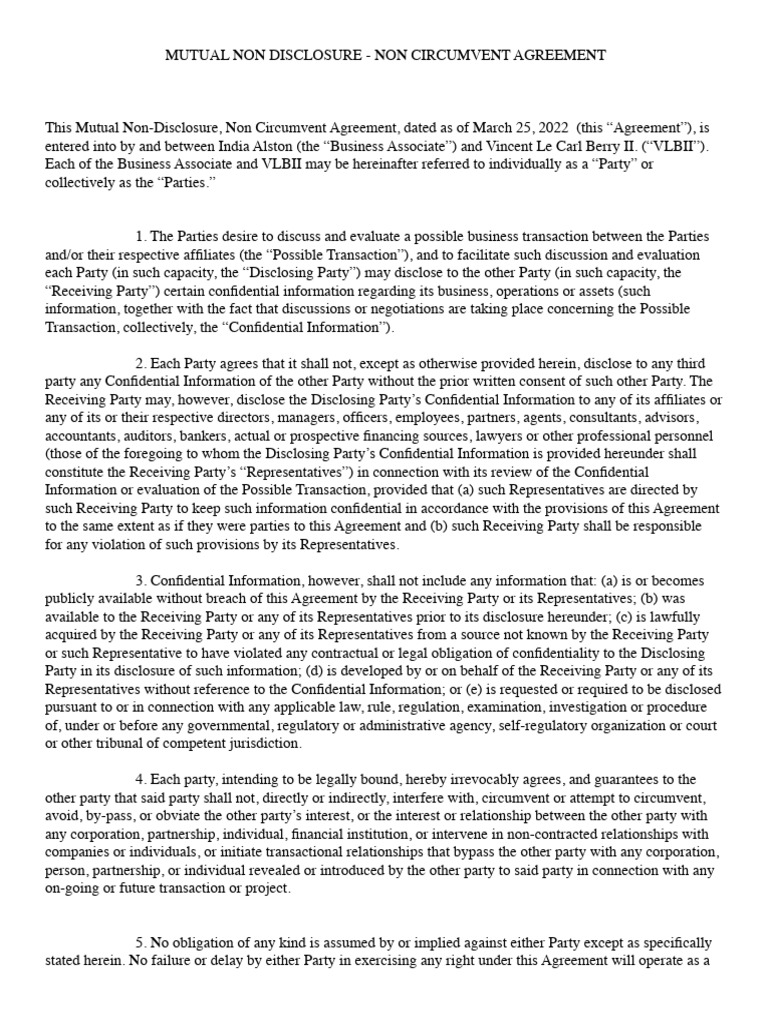 2020 MNDA-Non Circumvent 2 1 | PDF | Non Disclosure Agreement ...