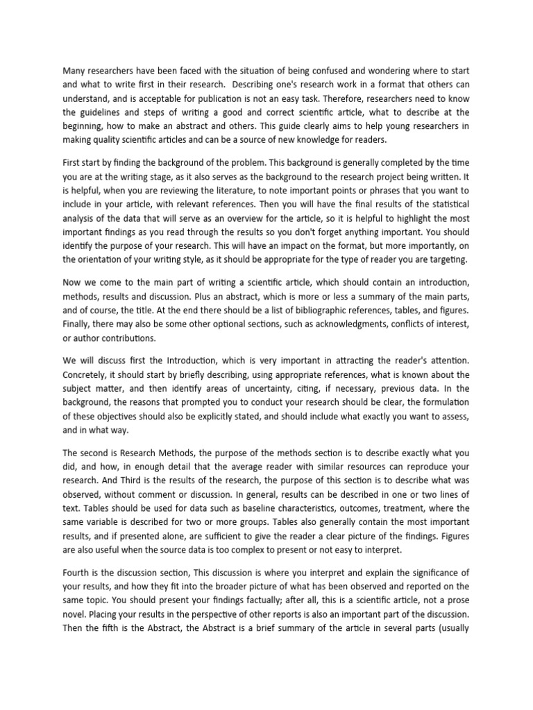 Guide to Writing Scientific Articles | PDF | Abstract (Summary) | Data