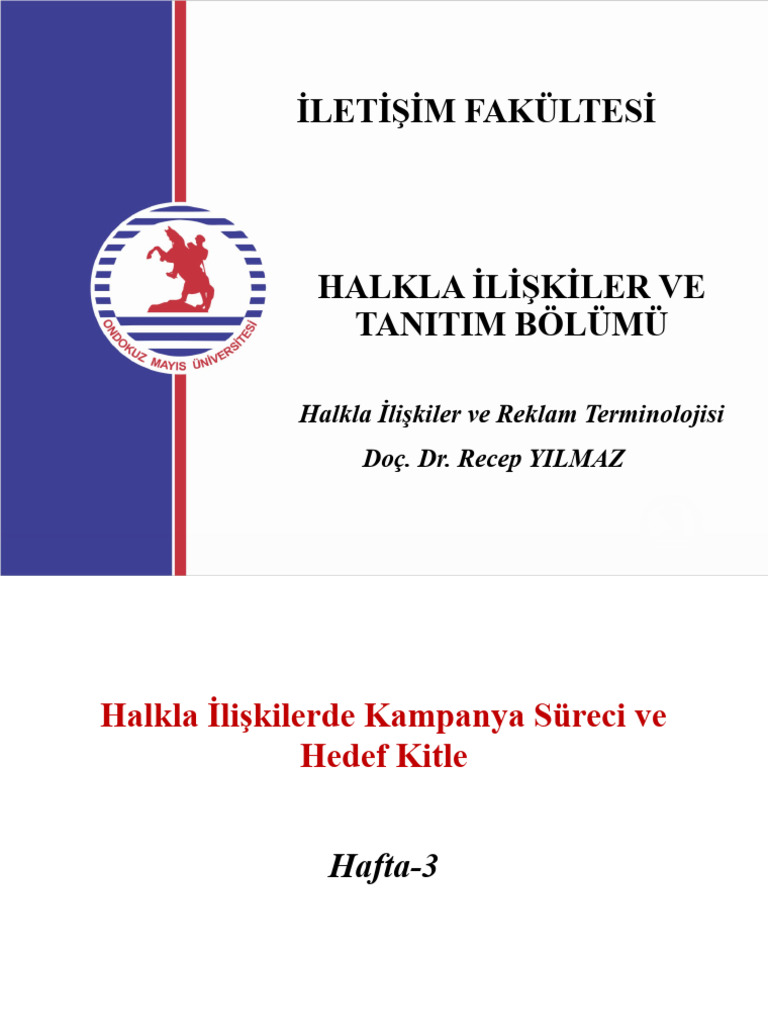 Hafta Halkla İlişkilerde Kampanya Süreci Ve Hedef Kitle | PDF