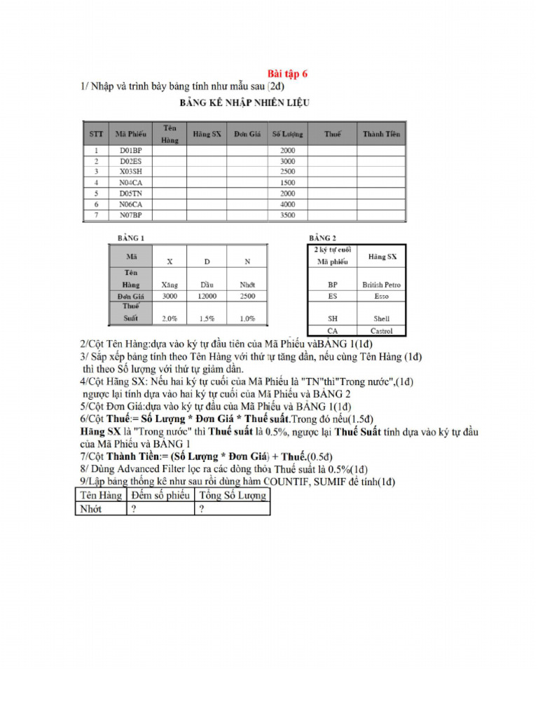 Bai Tap Excel 4 | PDF