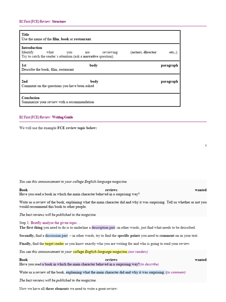 B2 First Review and Article | PDF | Essays | Question