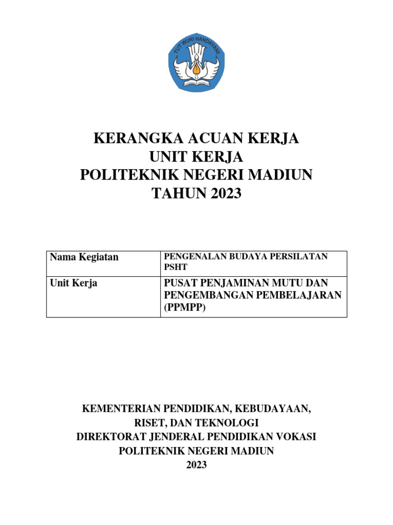 v2-TOR Pengenalan Budaya Persilatan PSHT | PDF