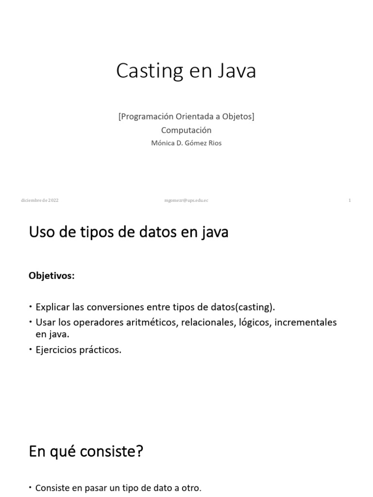 05 Casting Java Descargar Gratis Pdf Java Lenguaje De Programación Programa De Computadora