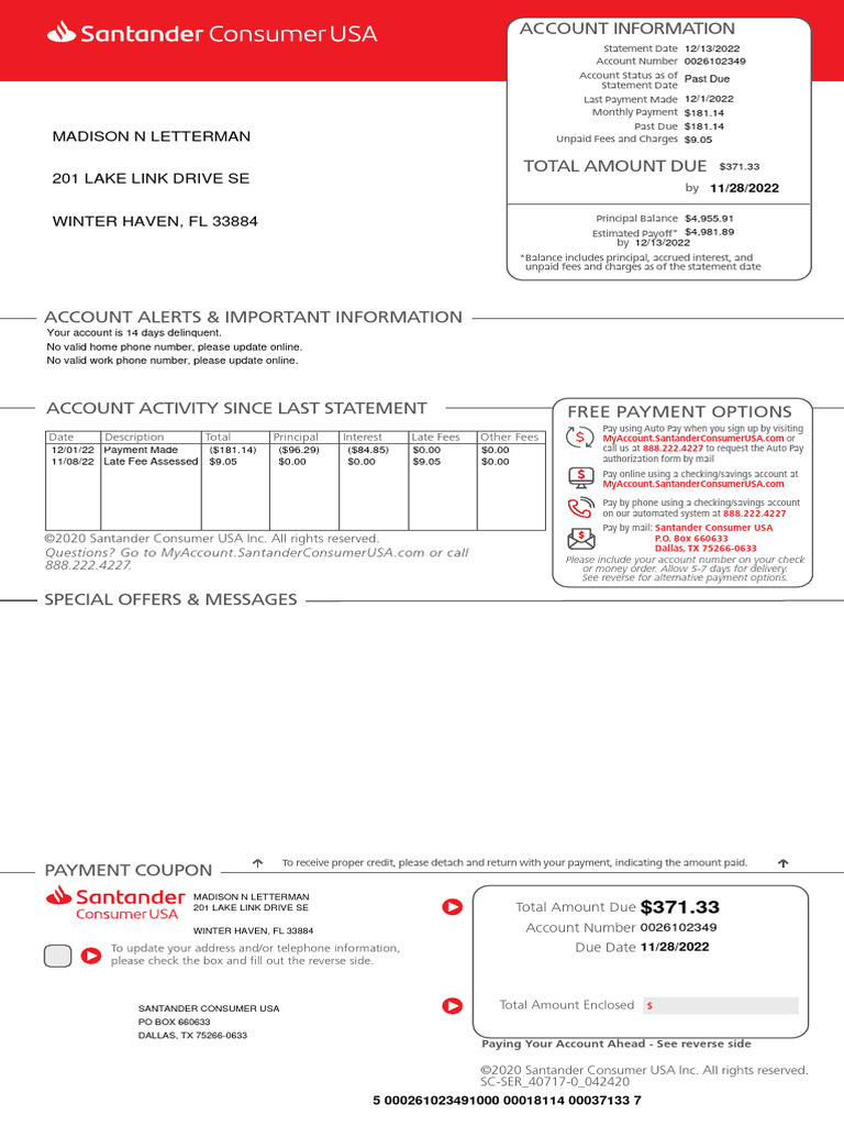 12 13 2022 Billing Statement | PDF | Cheque | Payments