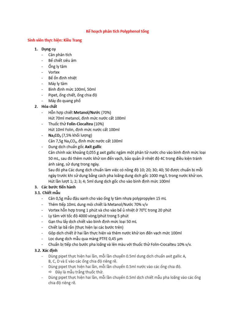 Phân Tích Phenolic T NG | PDF