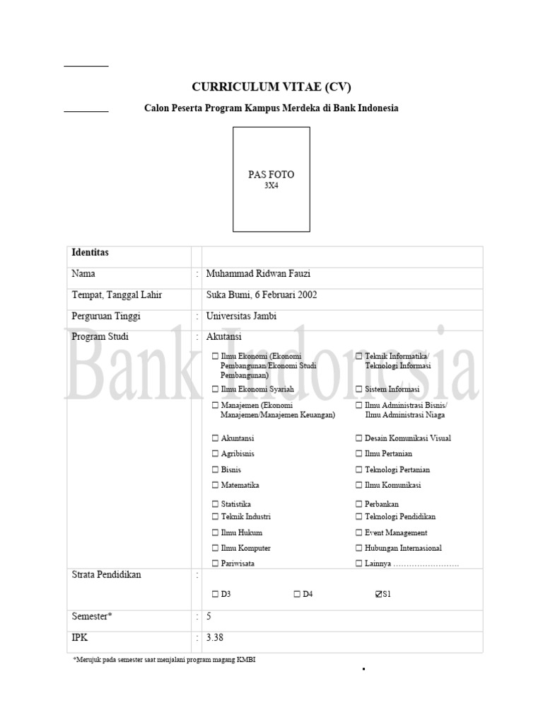 CV Standar KMBI | PDF | Bisnis | Teknologi & Rekayasa