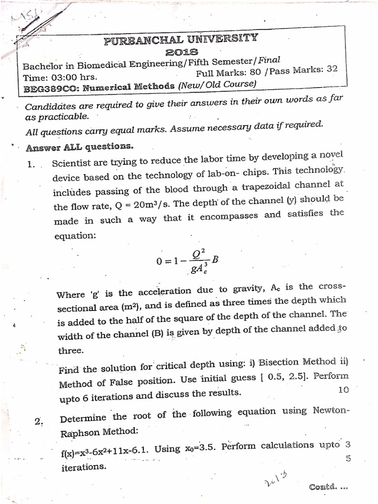 Numerical Methods Questions | PDF