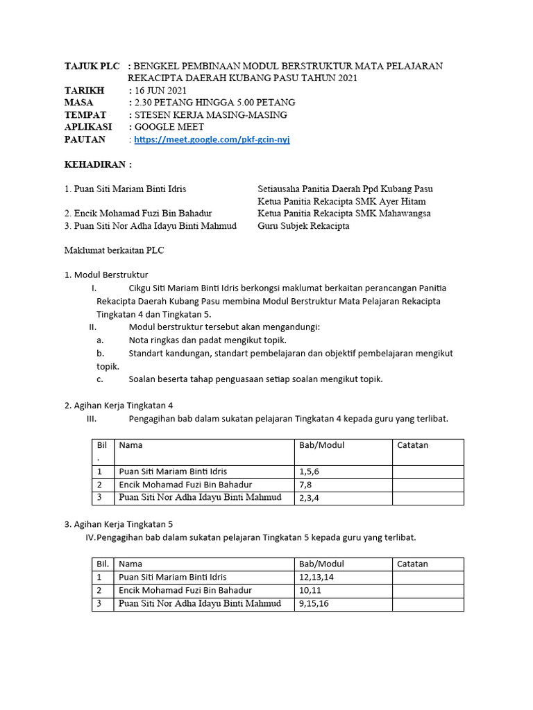 CONTOH LAPORAN PLC 2.0 | PDF