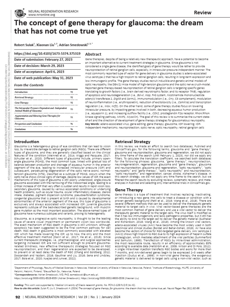 The Concept of Gene Therapy For Glaucoma The.15 | PDF | Glaucoma ...