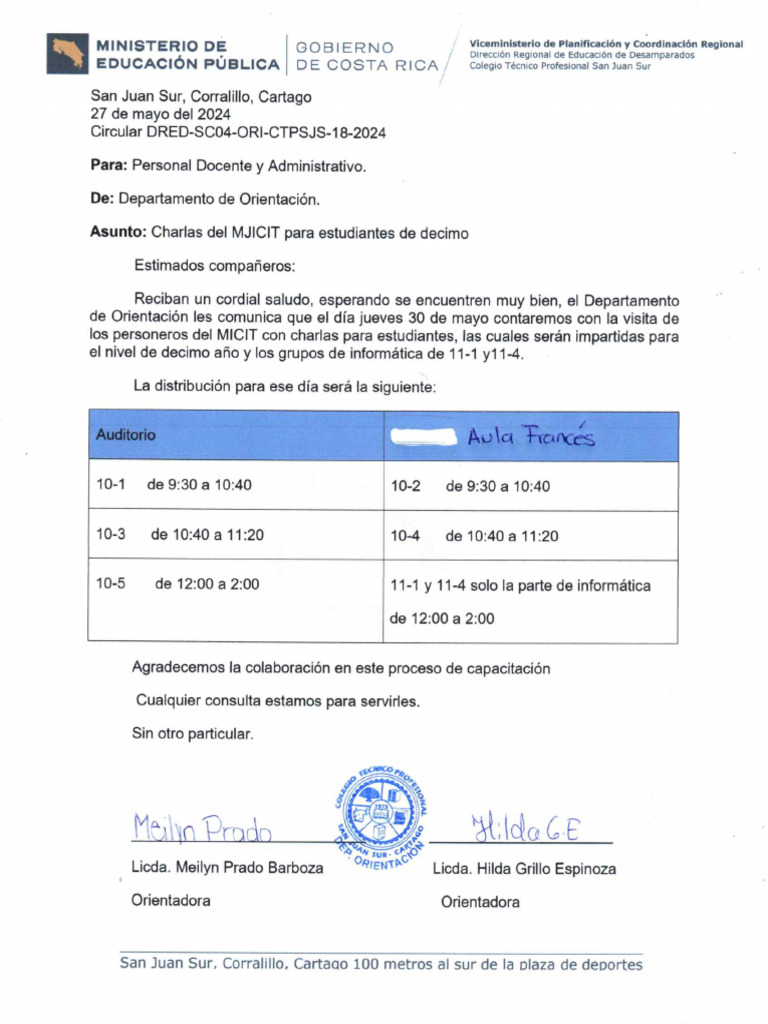 Participación Capacitaciones Del MICIT | PDF