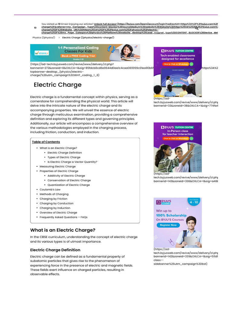 Electric Charge - Definition, Types, and Properties Explained | PDF ...