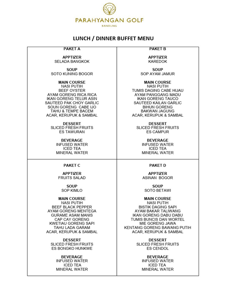 Diverse Buffet Menu Options | PDF | Cuisine | Foods