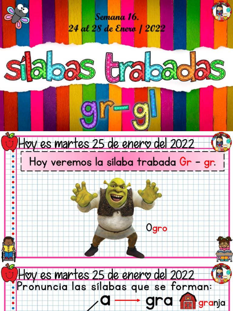 CUADERNO PARA REPASAR LAS SILABAS TRABADAS GR GL - Parte1 | PDF