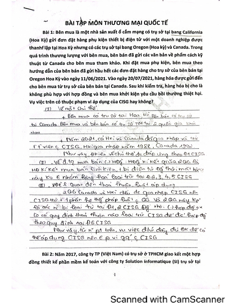 Bài Tập Luật TMQT | PDF