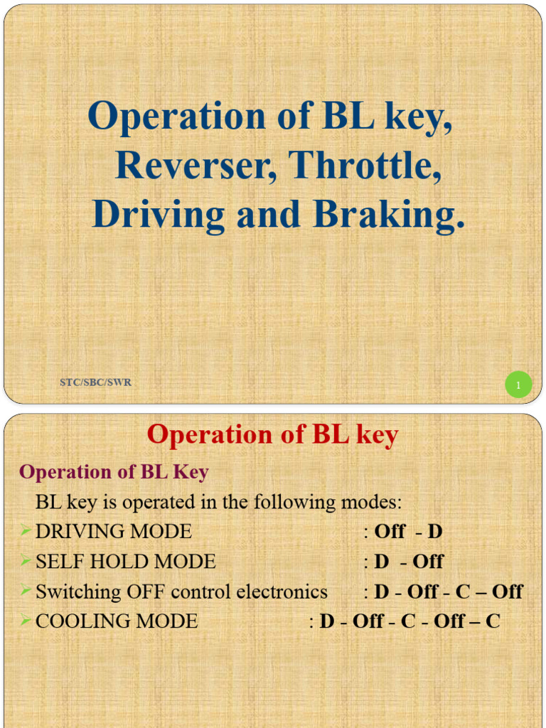 Operation of BL Key Reverser | PDF | Brake | Electric Power