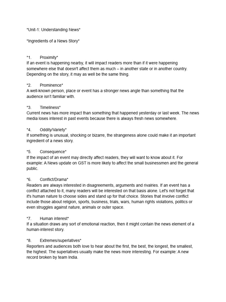 Unit-1 Understanding News | PDF | News | Press Release Unit-1 Understanding News | PDF | News | Press Release
