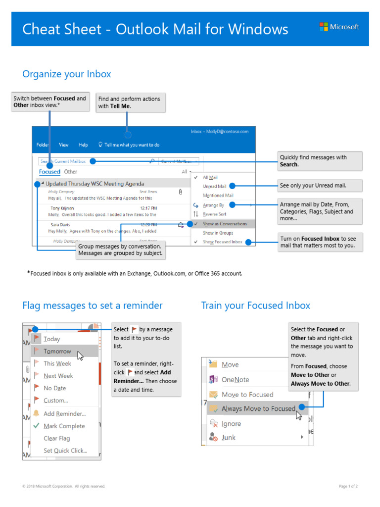MS Cheatsheet OutlookMailforWindows | PDF