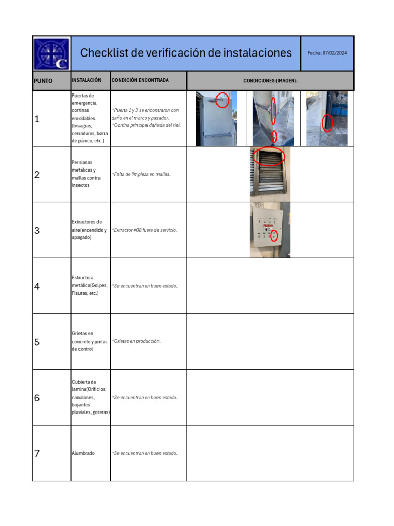 Checklist de Verificación de Instalaciones. | PDF