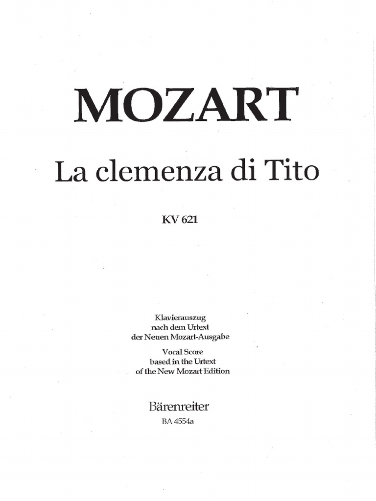 MOZART La Clemenza Di Tito PC | PDF