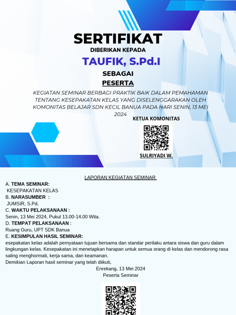 Taufik 01 Sertifikat | PDF