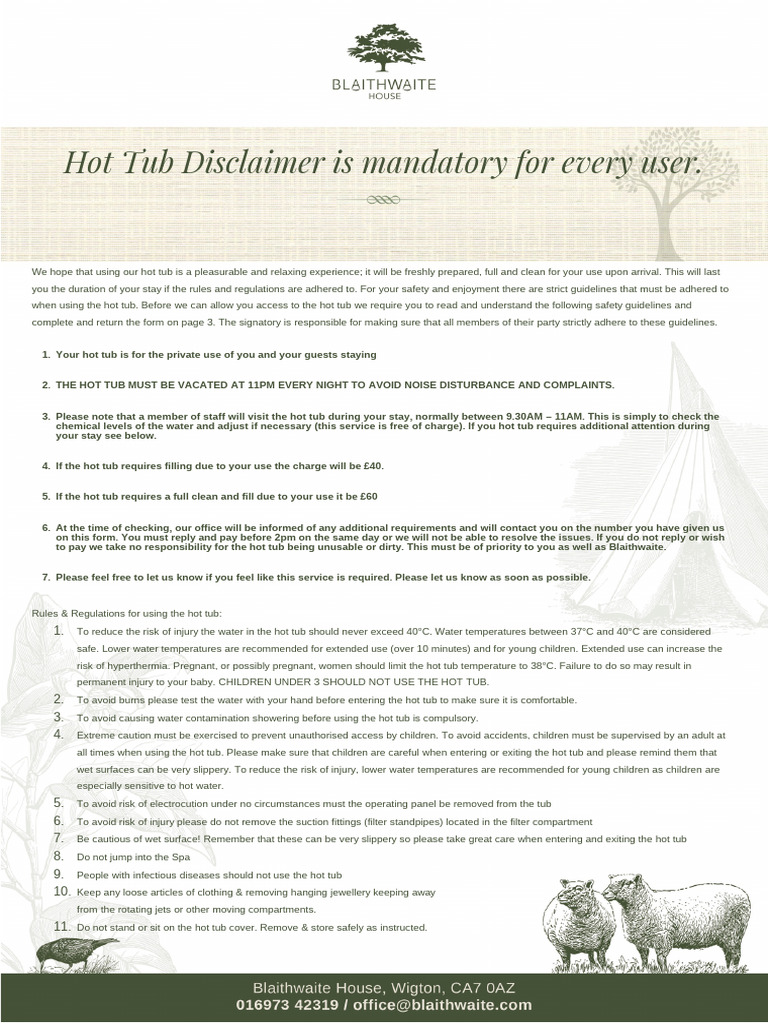 Hot Tub Disclaimer Complete - 003 | PDF | Hyperthermia | Medicine